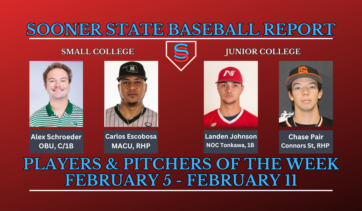 SSBR Players/Pitchers of the Week 2/5-2/11 – Sooner State Baseball Report