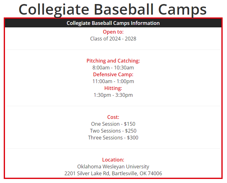 Oklahoma College Prospect Camps & Showcases Information (UPDATED 6/16 ...