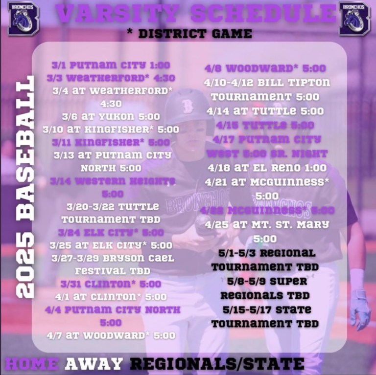 Spring 2025 High School Schedules – Sooner State Baseball Report